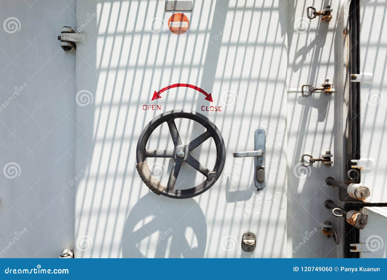 Water Tight Door on a Ship of the Boat with Lock Wheel into the Stock ...