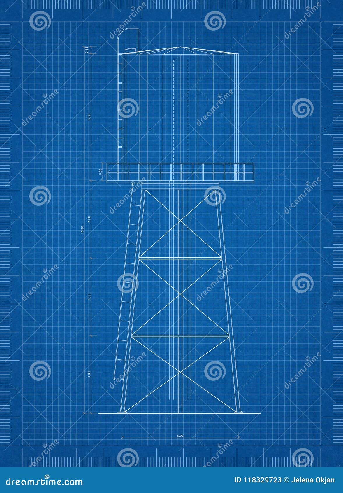 Water Tower blueprint stock illustration. Illustration of graphic ...