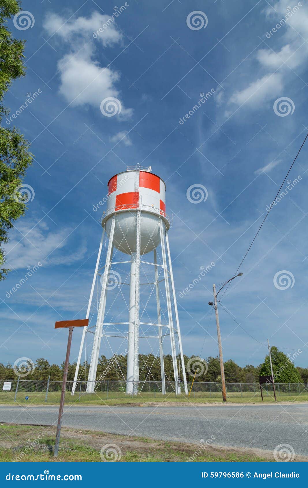 Water Tower with Checkered Design Stock Photo - Image of blue ...