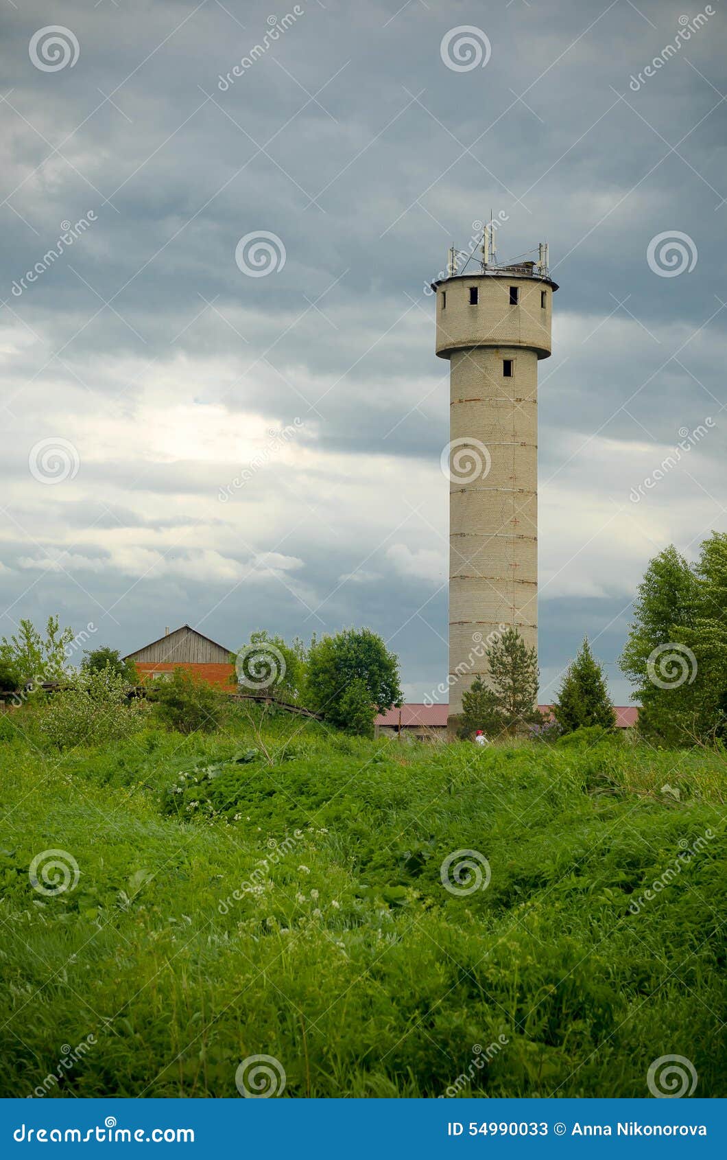 Water Tower on a Farm in the Village Stock Image - Image of water ...