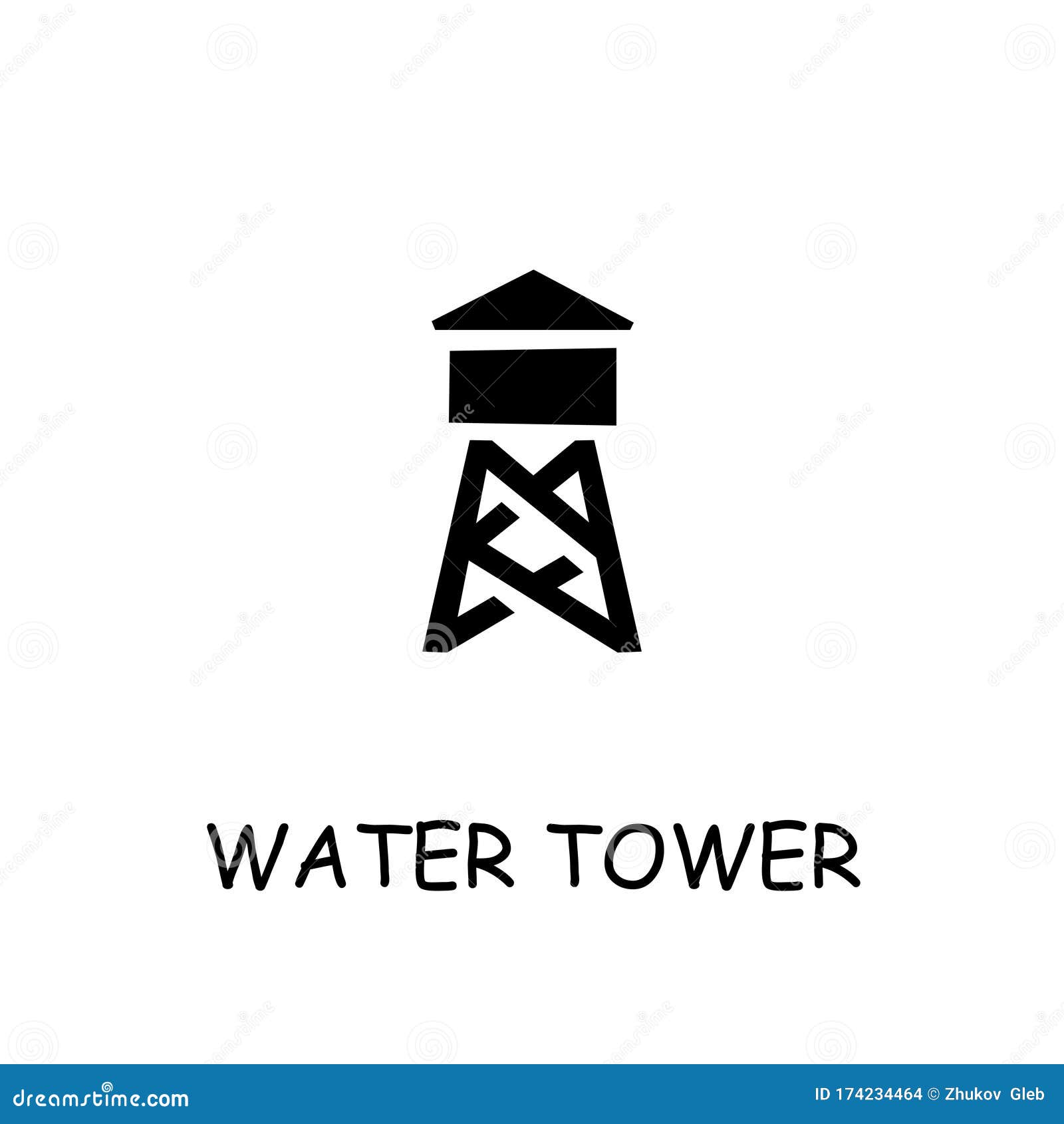 Water Tower Flat Vector Icon Stock Illustration - Illustration of isolated, resource: 174234464