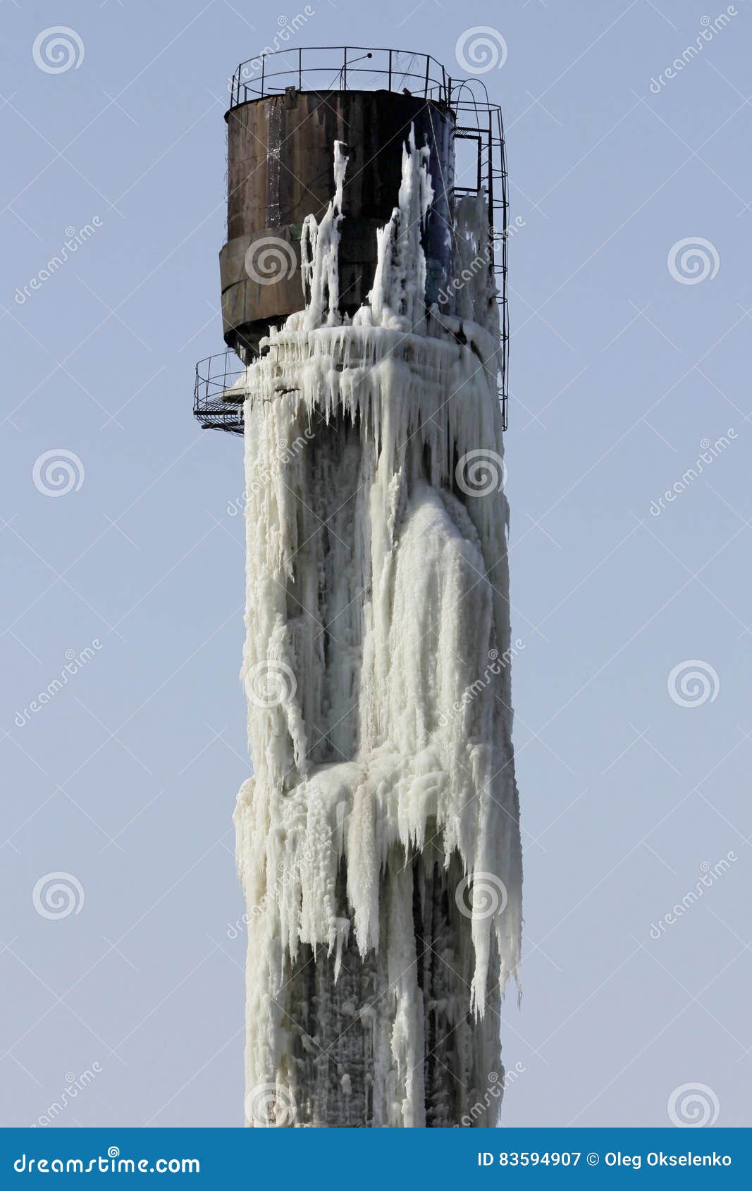 Water tower frozen winter stock image. Image of high - 83594907