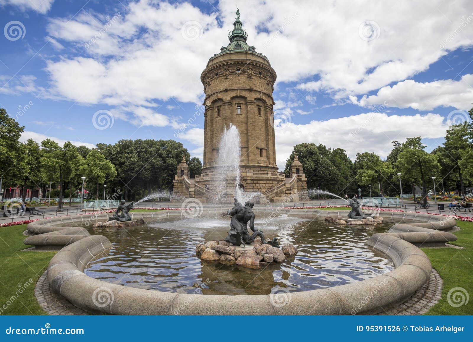 Water Tower in Mannheim Germany Stock Photo - Image of park, germany ...