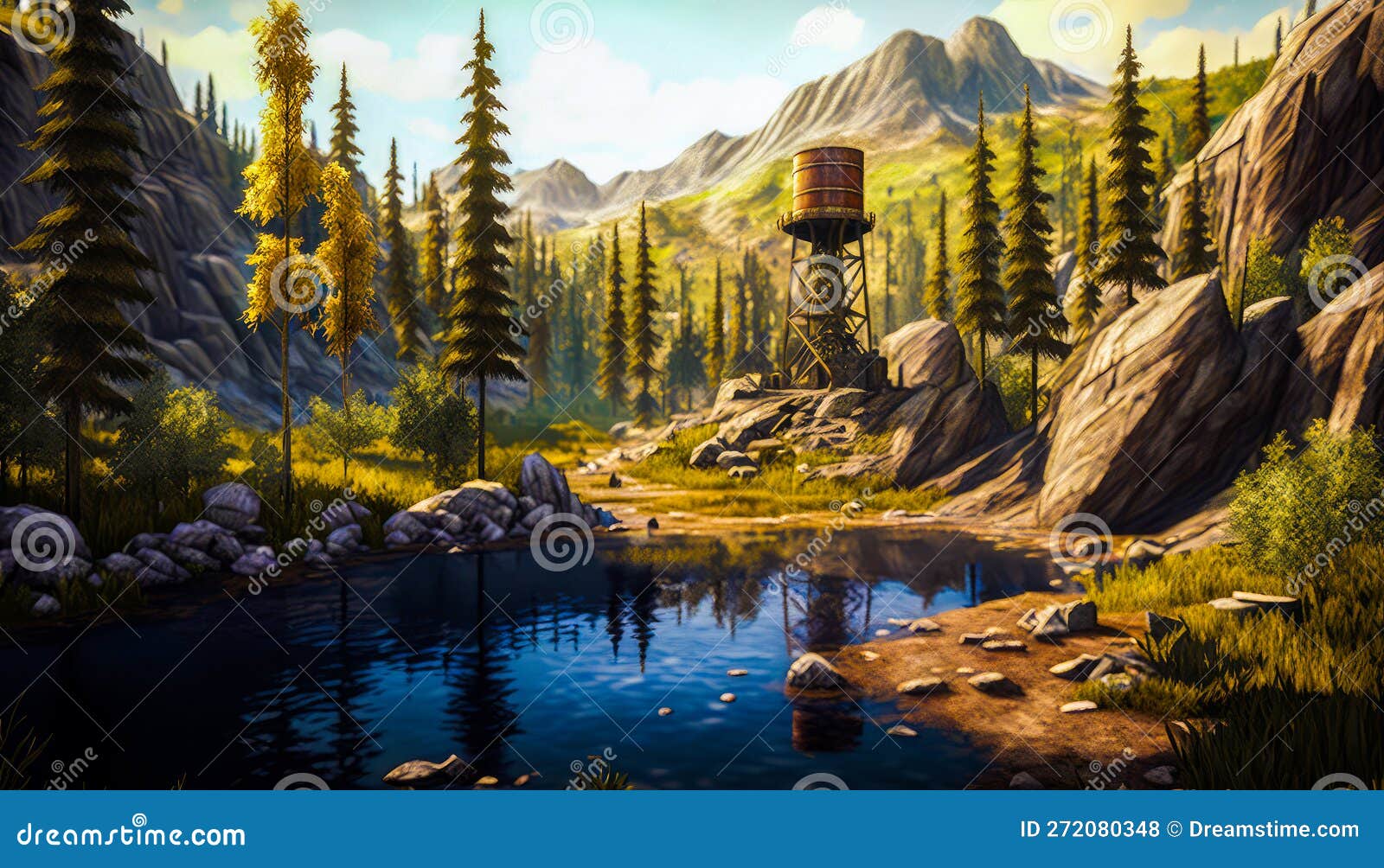 Water Tower in the Middle of Forest. DWINDLING NATURAL RESOURCES Stock ...