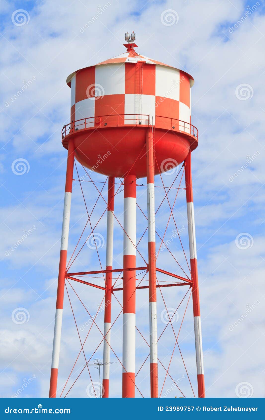 Water Tower with Red and White Stripes Stock Image - Image of steel ...