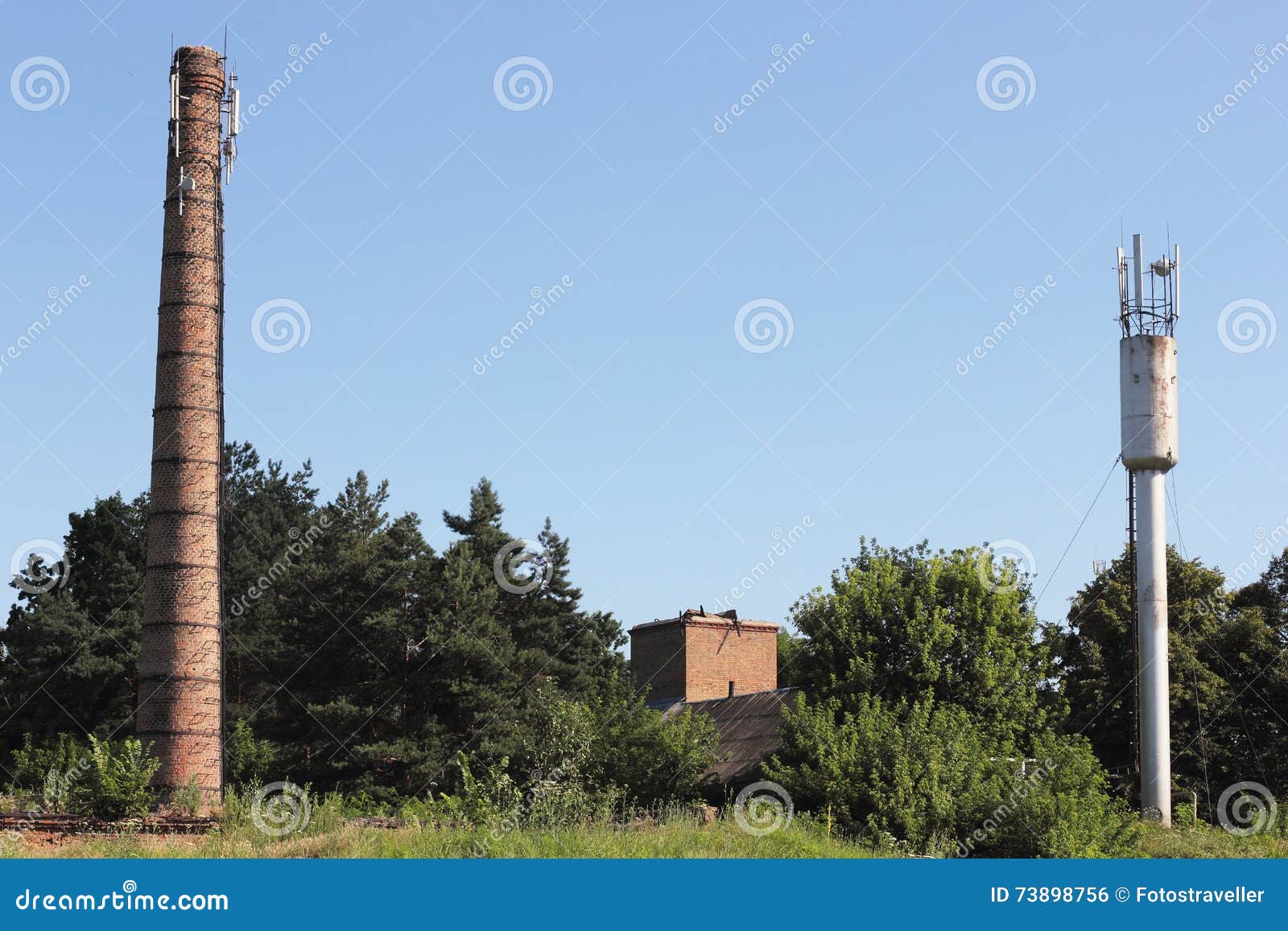 Water tower in rural areas stock photo. Image of small - 73898756