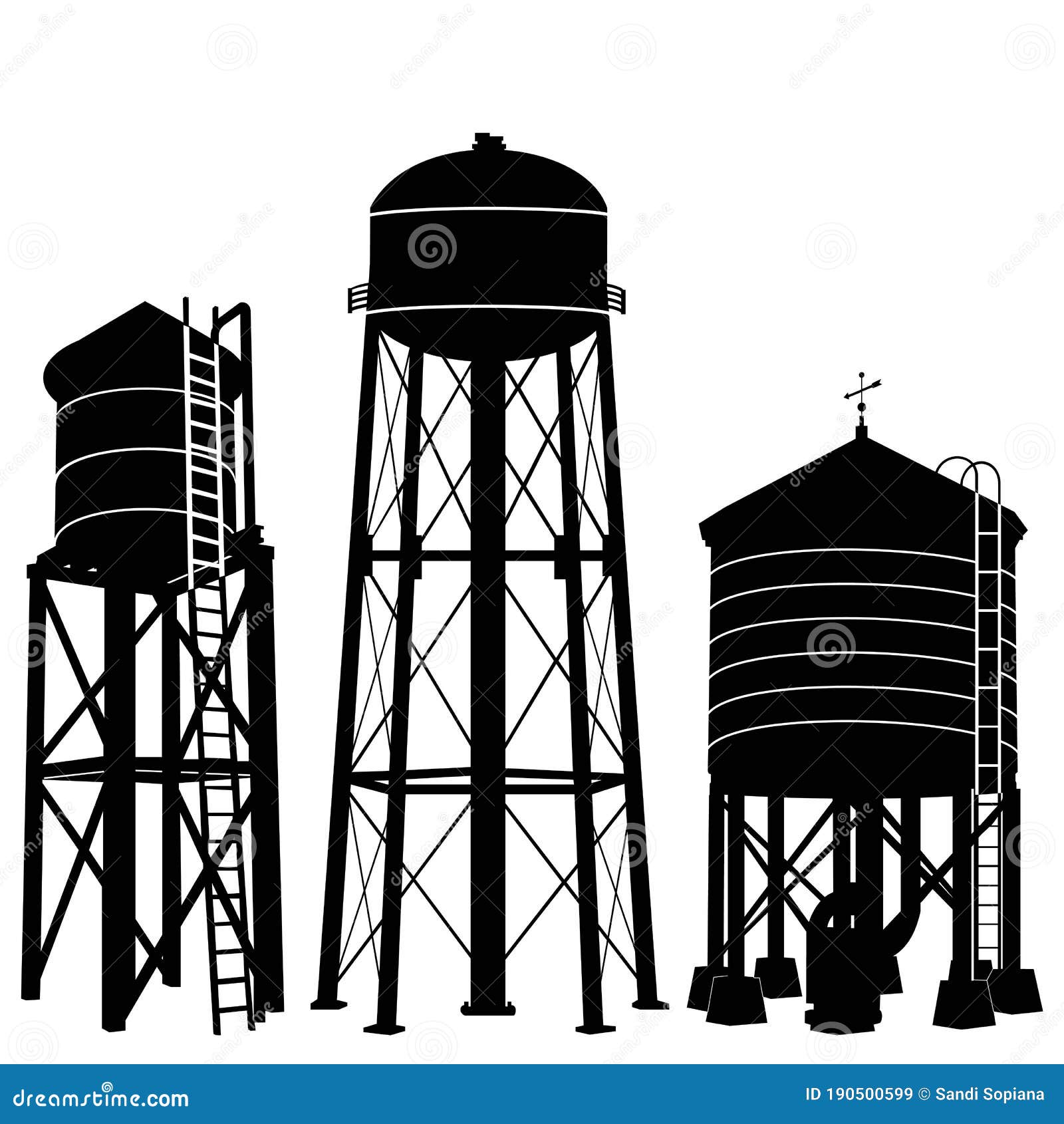 Silhouette of Water Tank Reservoir Illustration Stock Vector ...