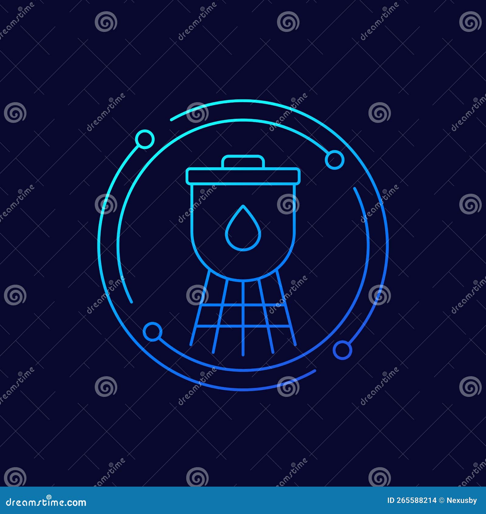 Water Tower, Tank Line Icon, Vector Stock Vector - Illustration of ...