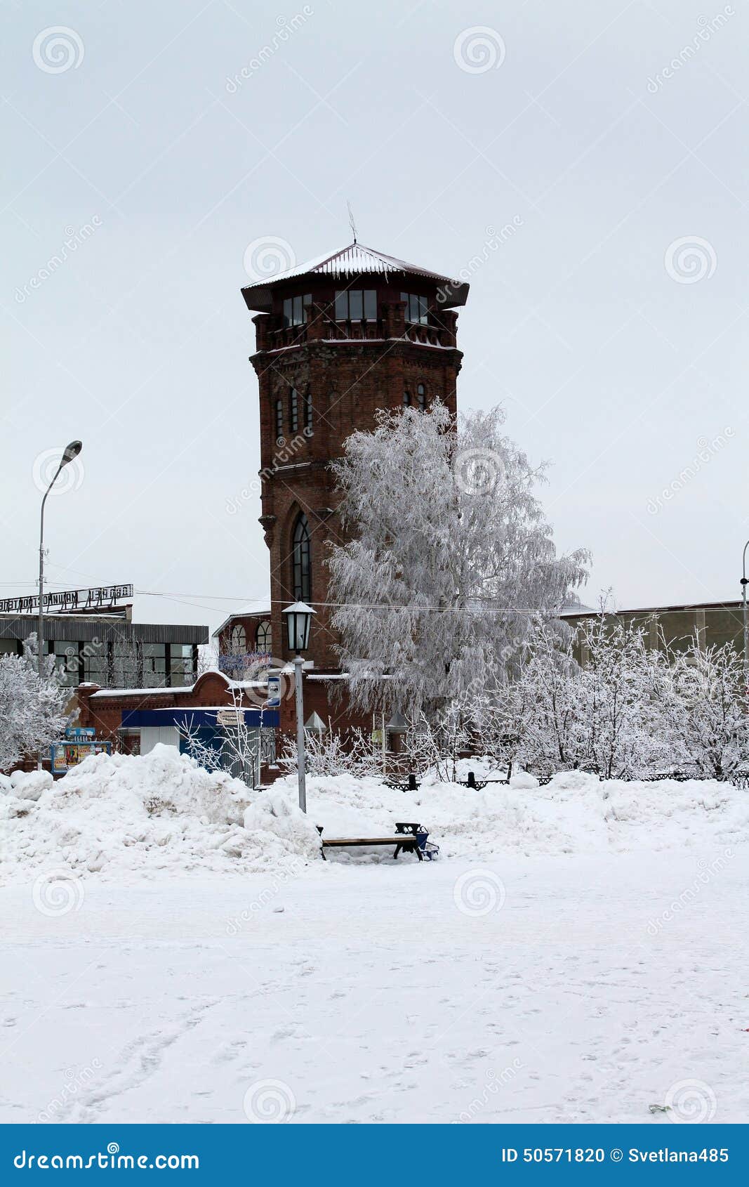 The Water Tower in the Winter. Modern Building. Stock Photo - Image of ...