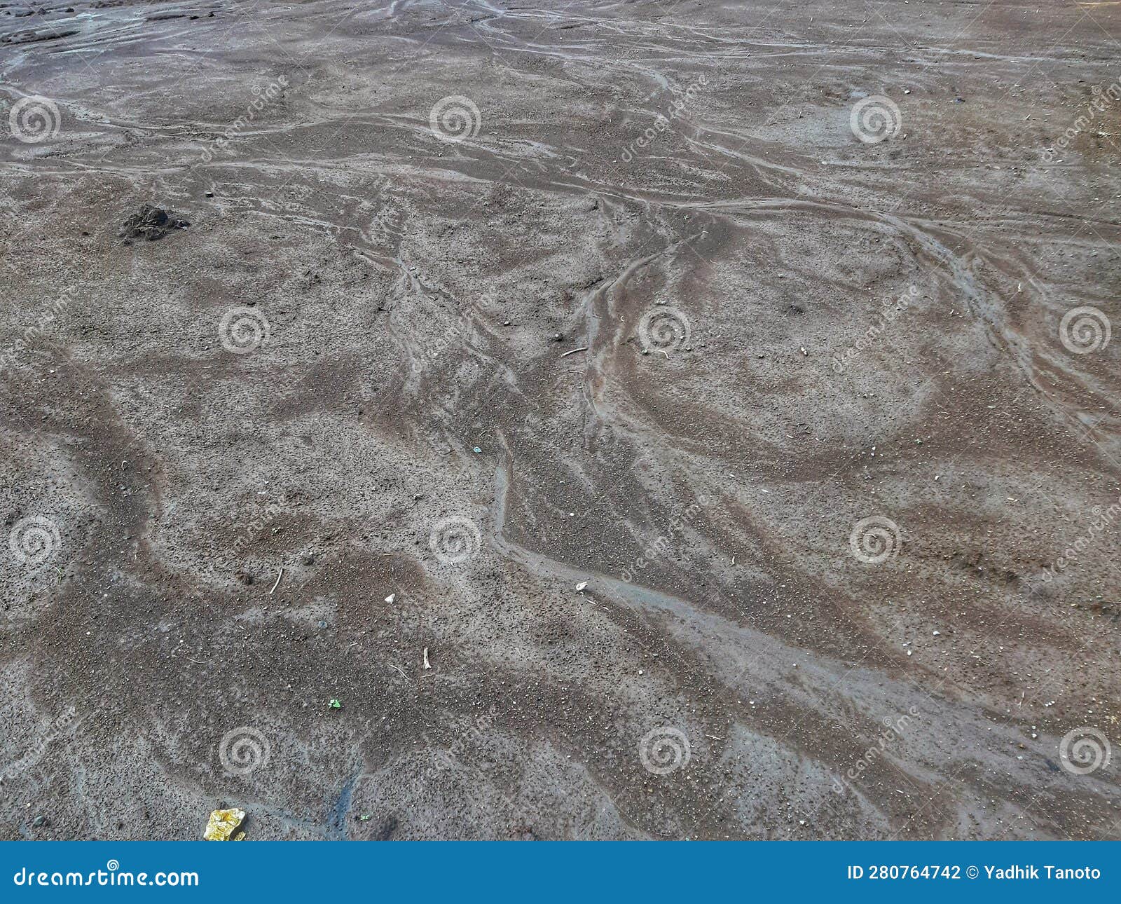 Water Track on the Wet Ground after Rain. Stock Photo - Image of water ...