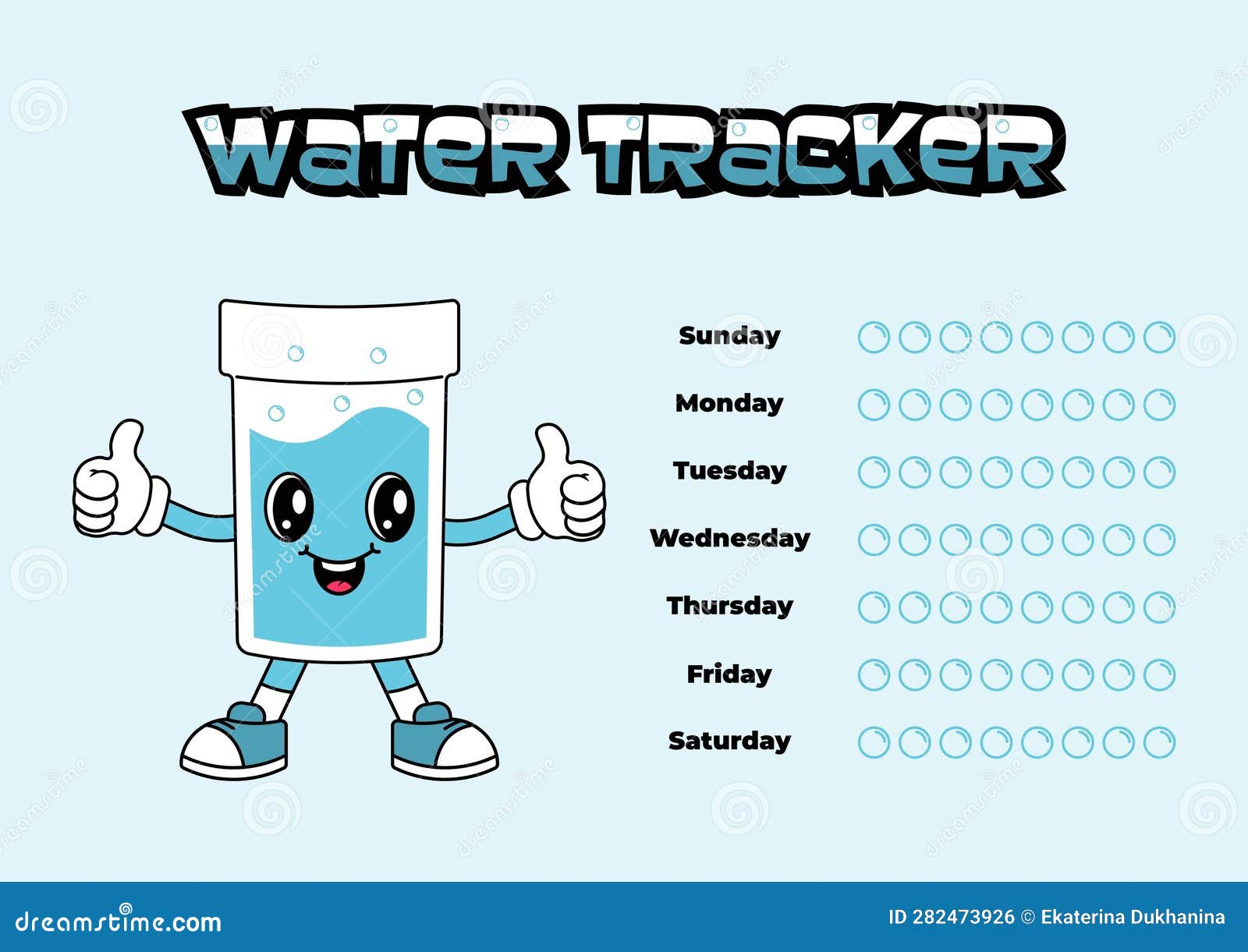 Daily Water Tracker Balance Vector Calendar. Habit Tracker Concept and ...