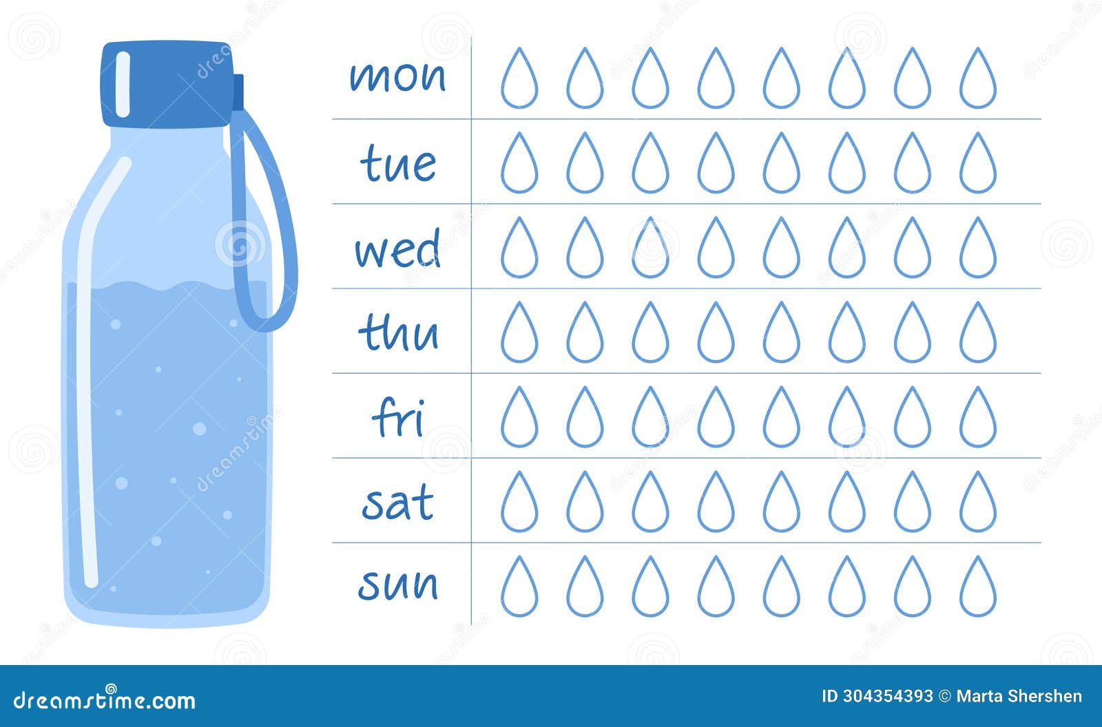 Water Tracker. Drink More Water. Drinking Water Checklist. Water Bottle ...