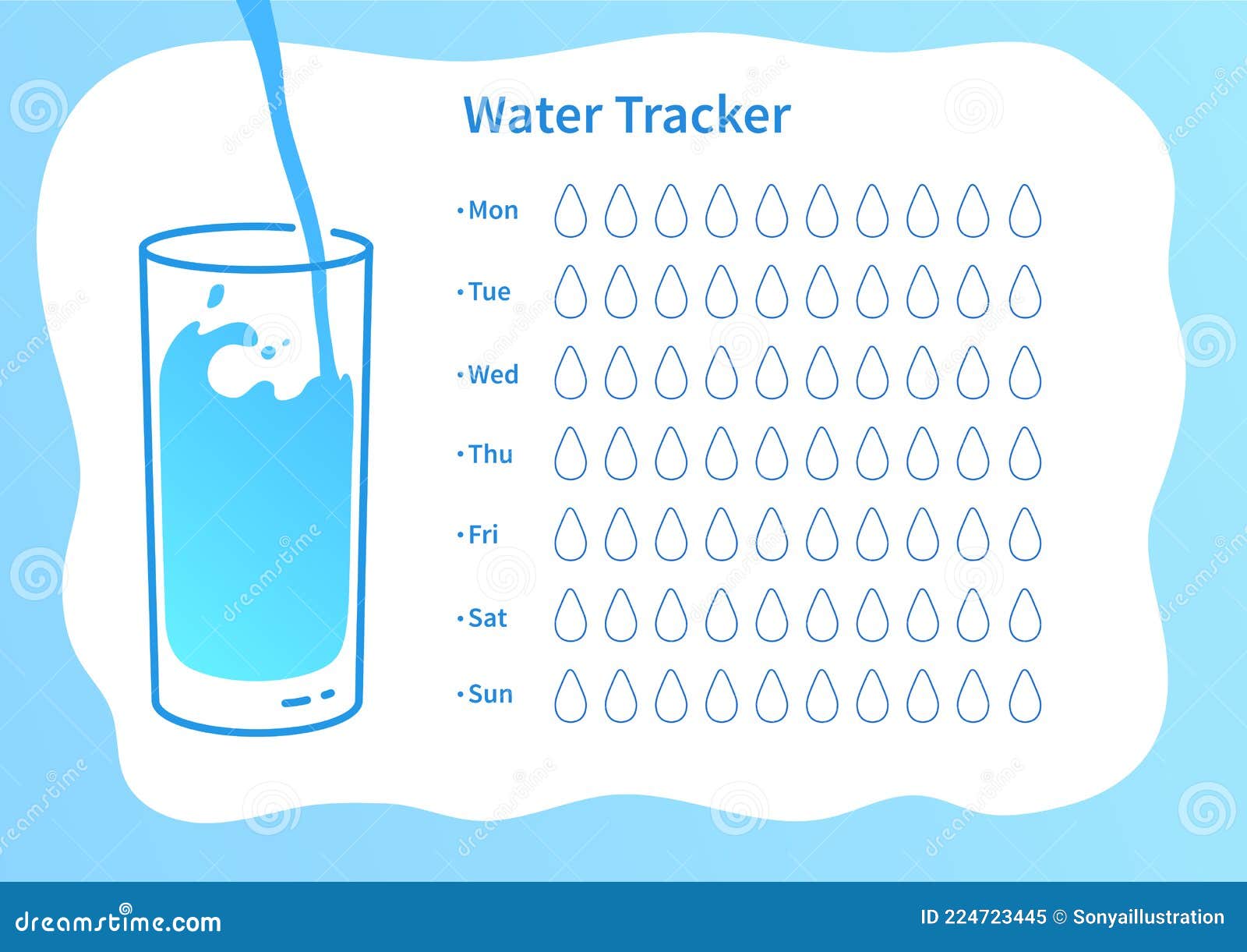 Water Tracker with Glass of Water Stock Vector - Illustration of ...
