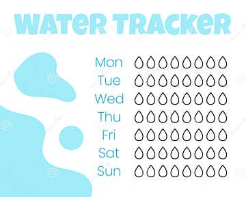 Water Tracker Vector Template. . Drinking Water Checklist. Water ...