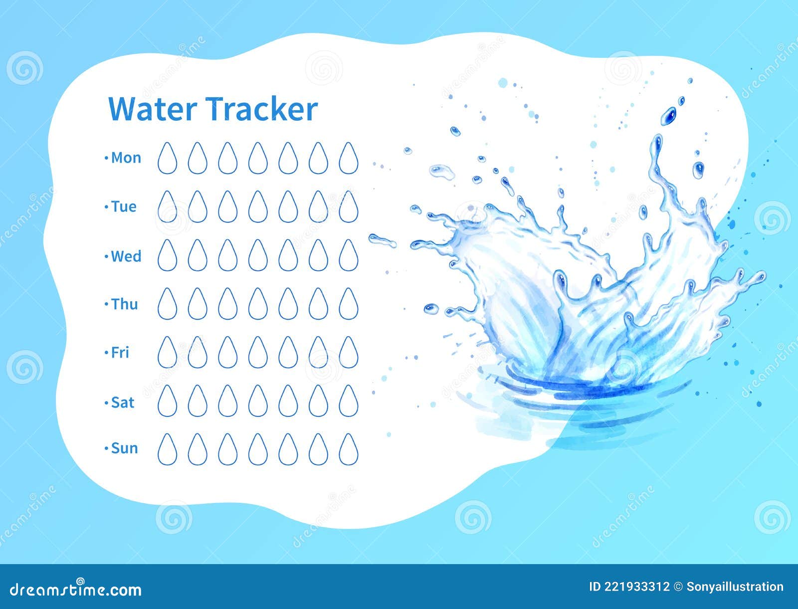 Water Tracker With Watercolor Splash Crown Vector Illustration ...