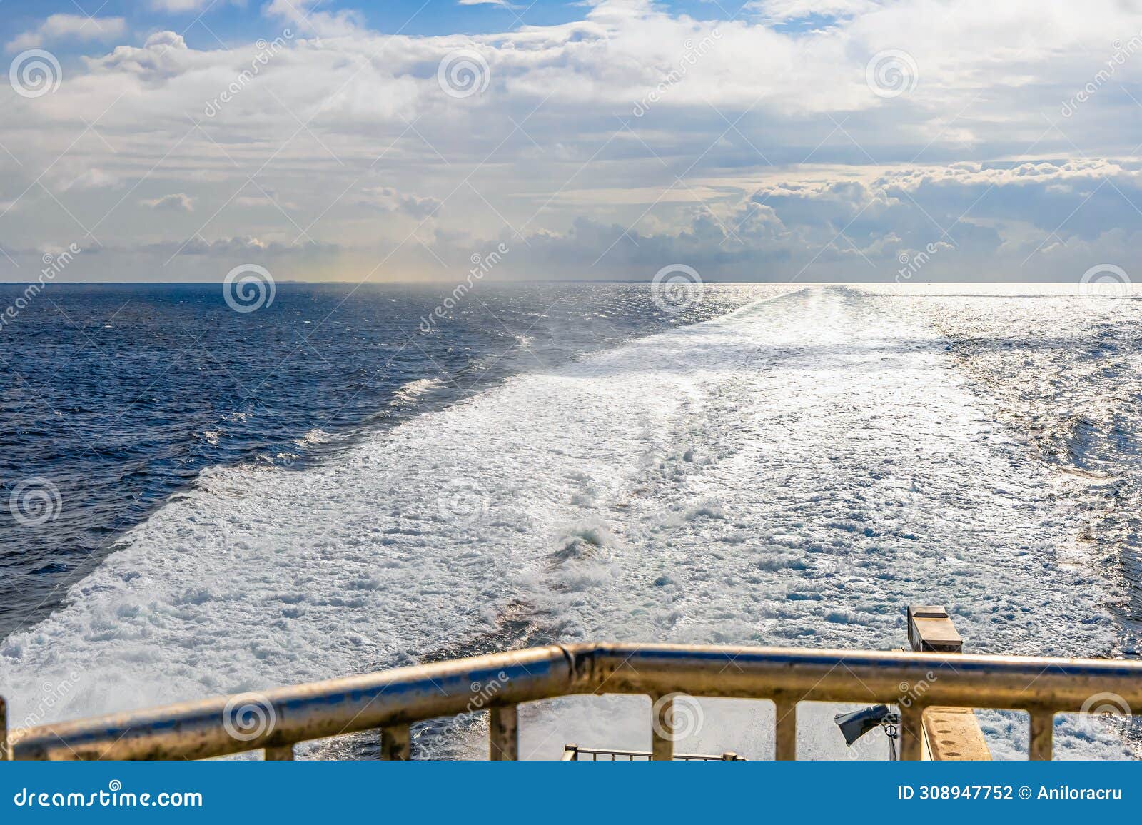 Water Trail Behind Cruise Ship. Stock Photo - Image of clouds, travel ...
