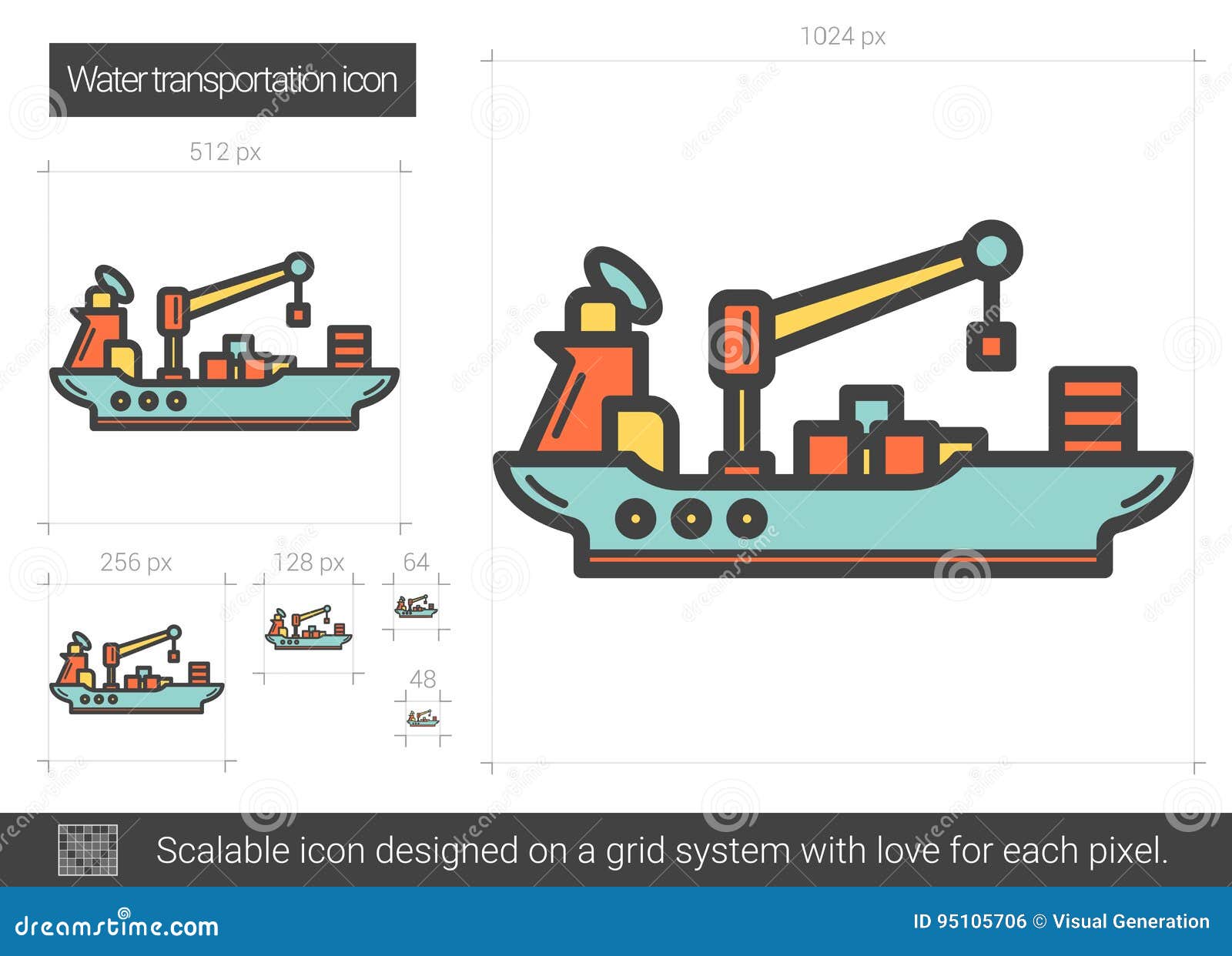 Water Transportation Line Icon. Stock Vector - Illustration of goods ...