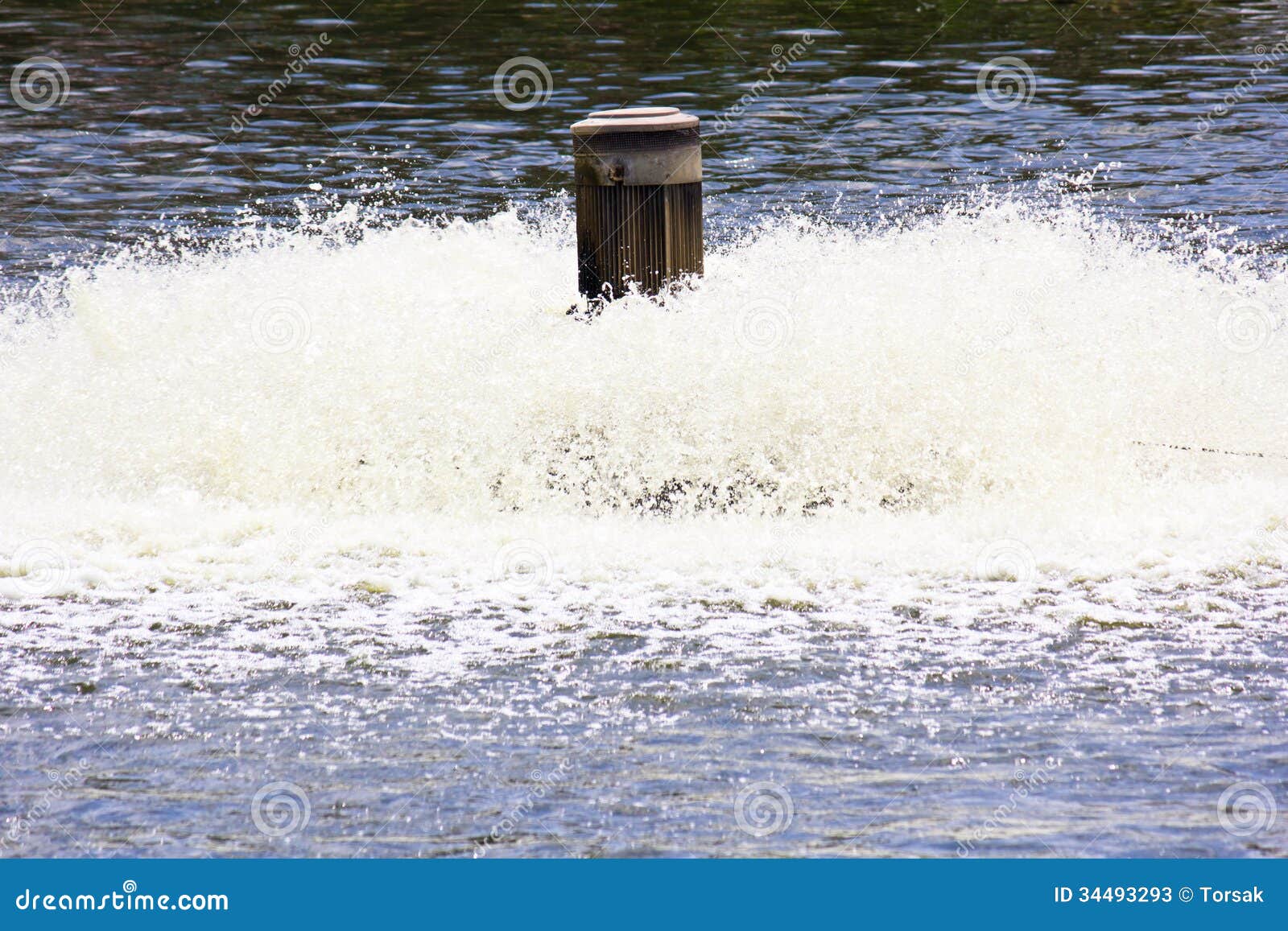 Water treatment by aerator stock image. Image of farm - 34493293