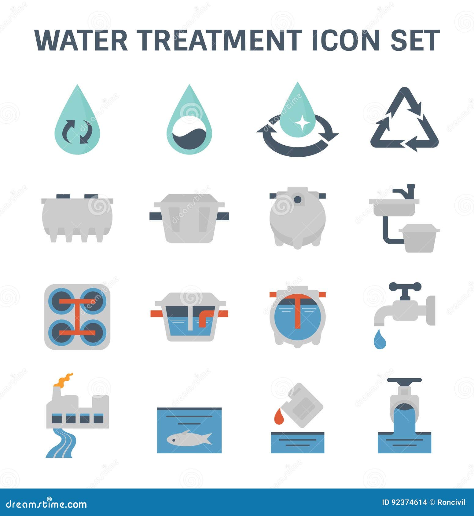 Water treatment icon stock vector. Illustration of plant - 92374614