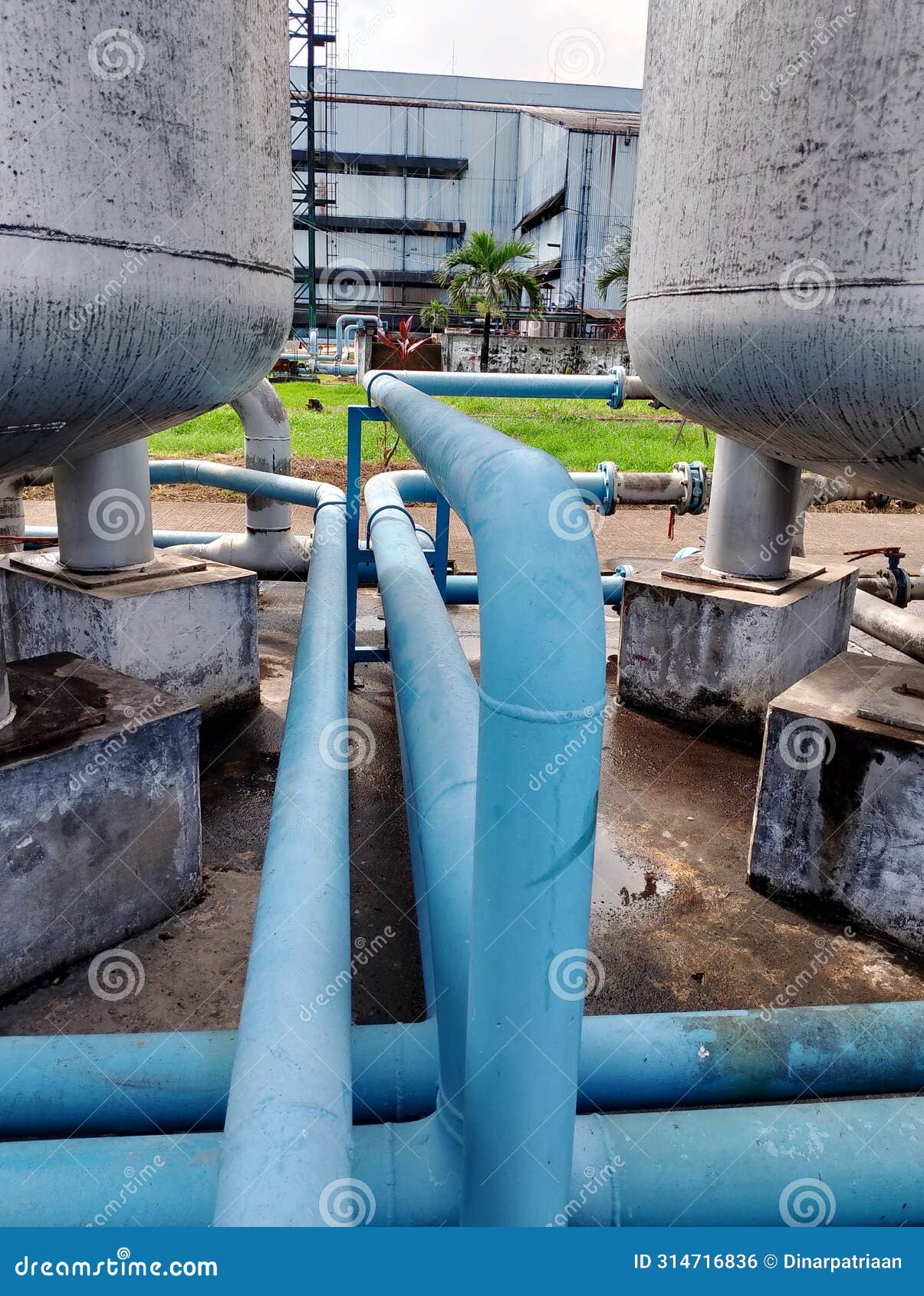 Water Treatment Tank and Pipes Stock Photo - Image of construction ...