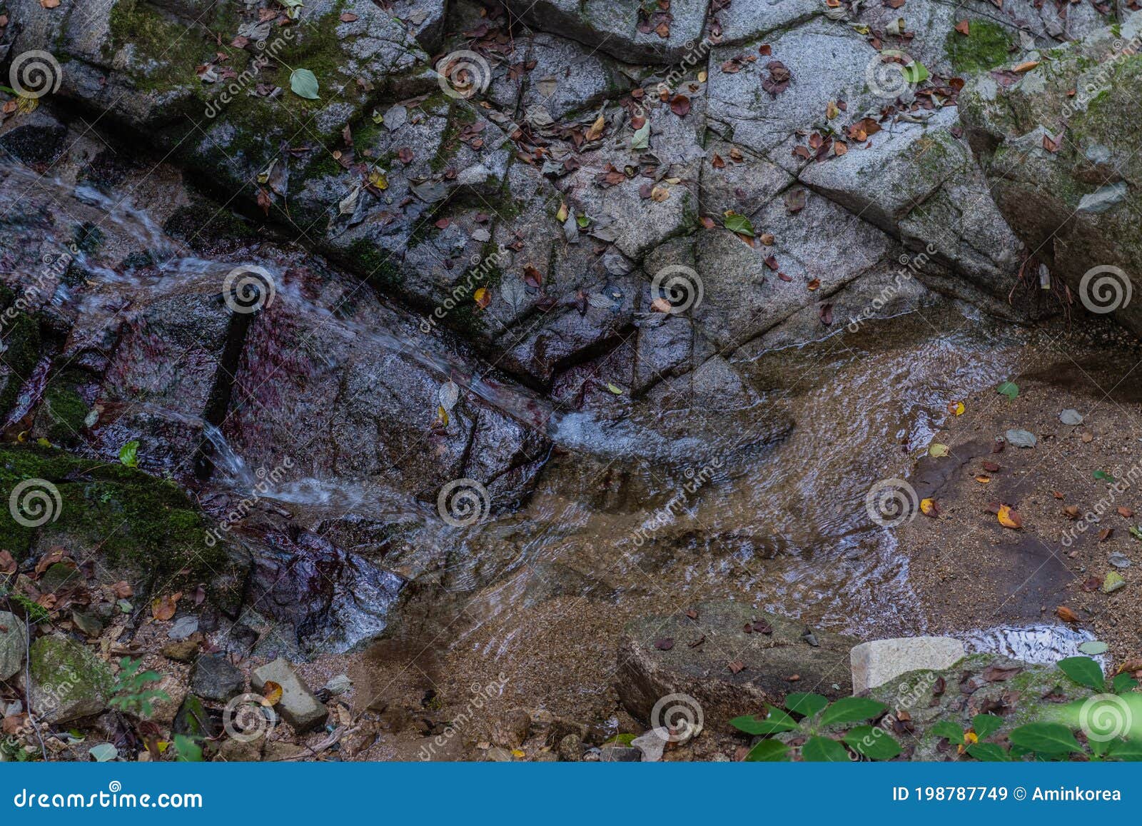 Water Trickling Down Face of Boulder Stock Image - Image of moss, green ...