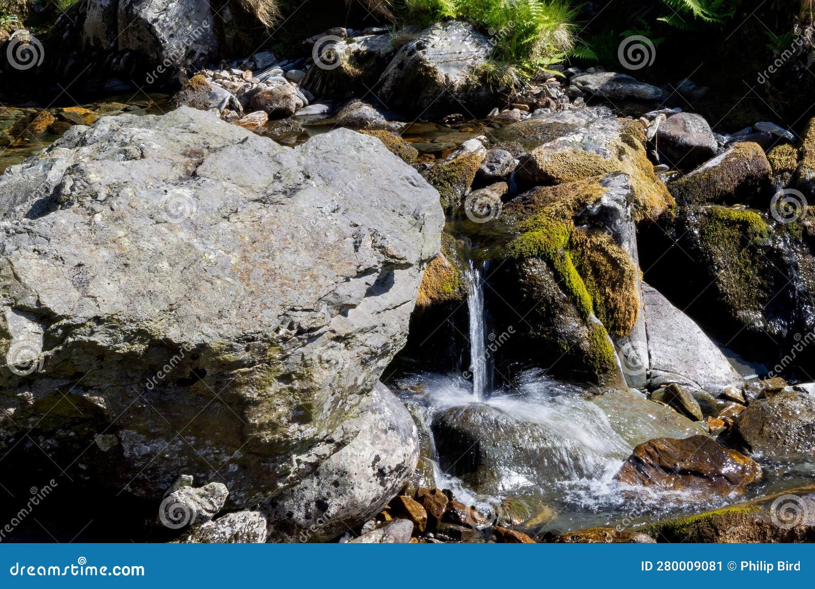 Water Trickling Over Rocks in a Welsh River in Springtime Stock Image ...