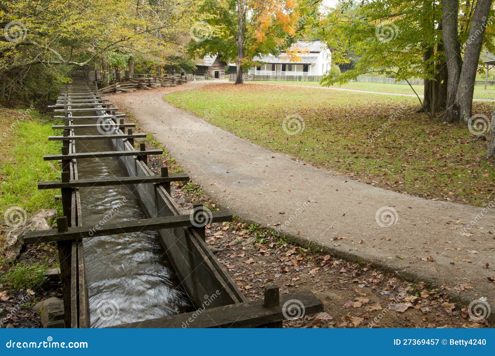 A Water Trough Leads To an Old Grist Mill. Stock Image - Image of park ...