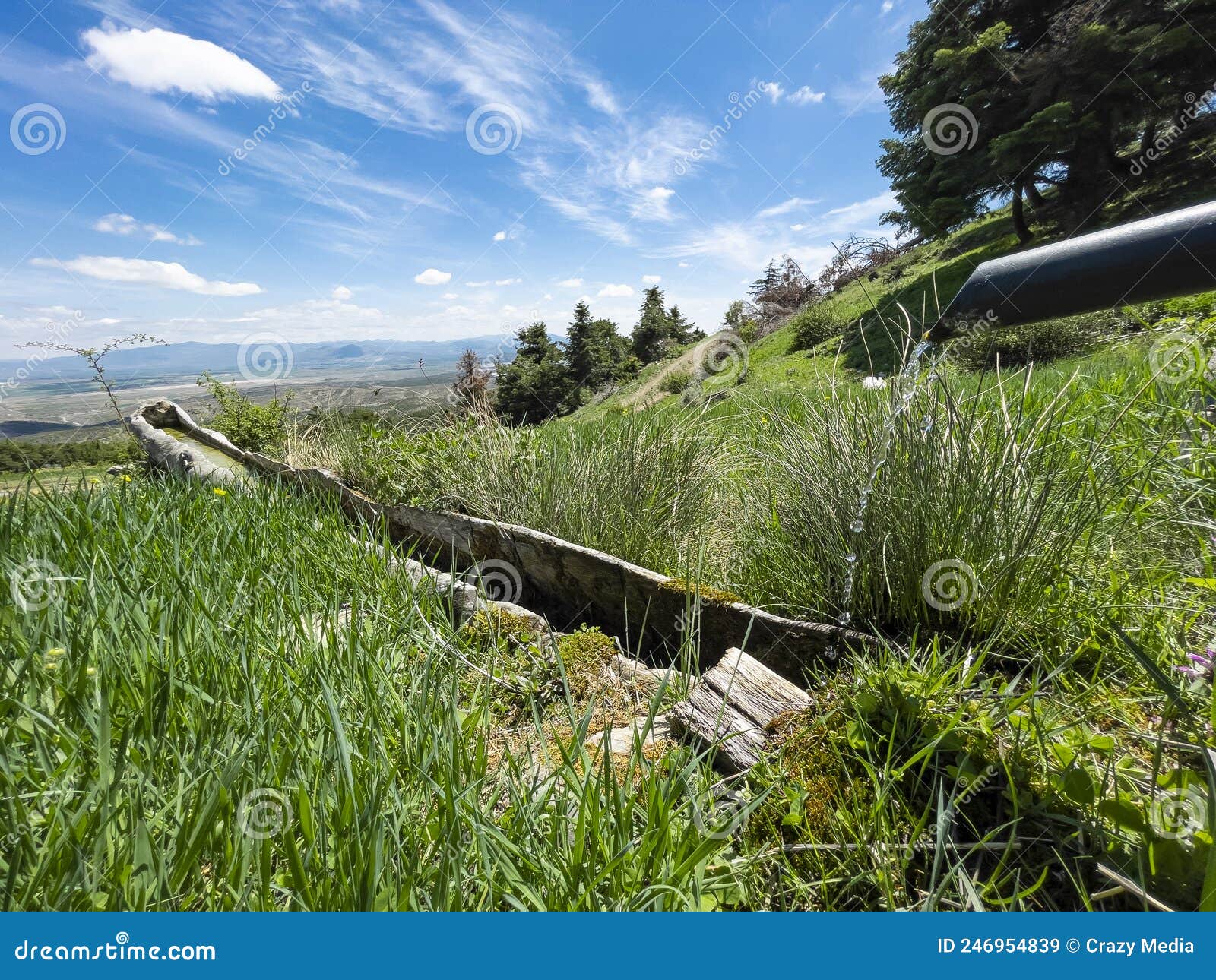 Water Troughs Made by Carving Trees in Nature, Mountains Stock Image ...
