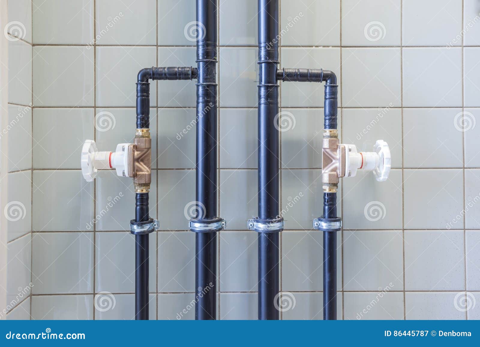 Water tubes on the wall stock image. Image of plumbing - 86445787