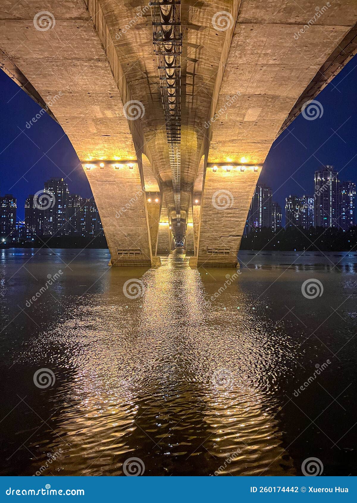 Water under bridge stock photo. Image of darkness, night - 260174442