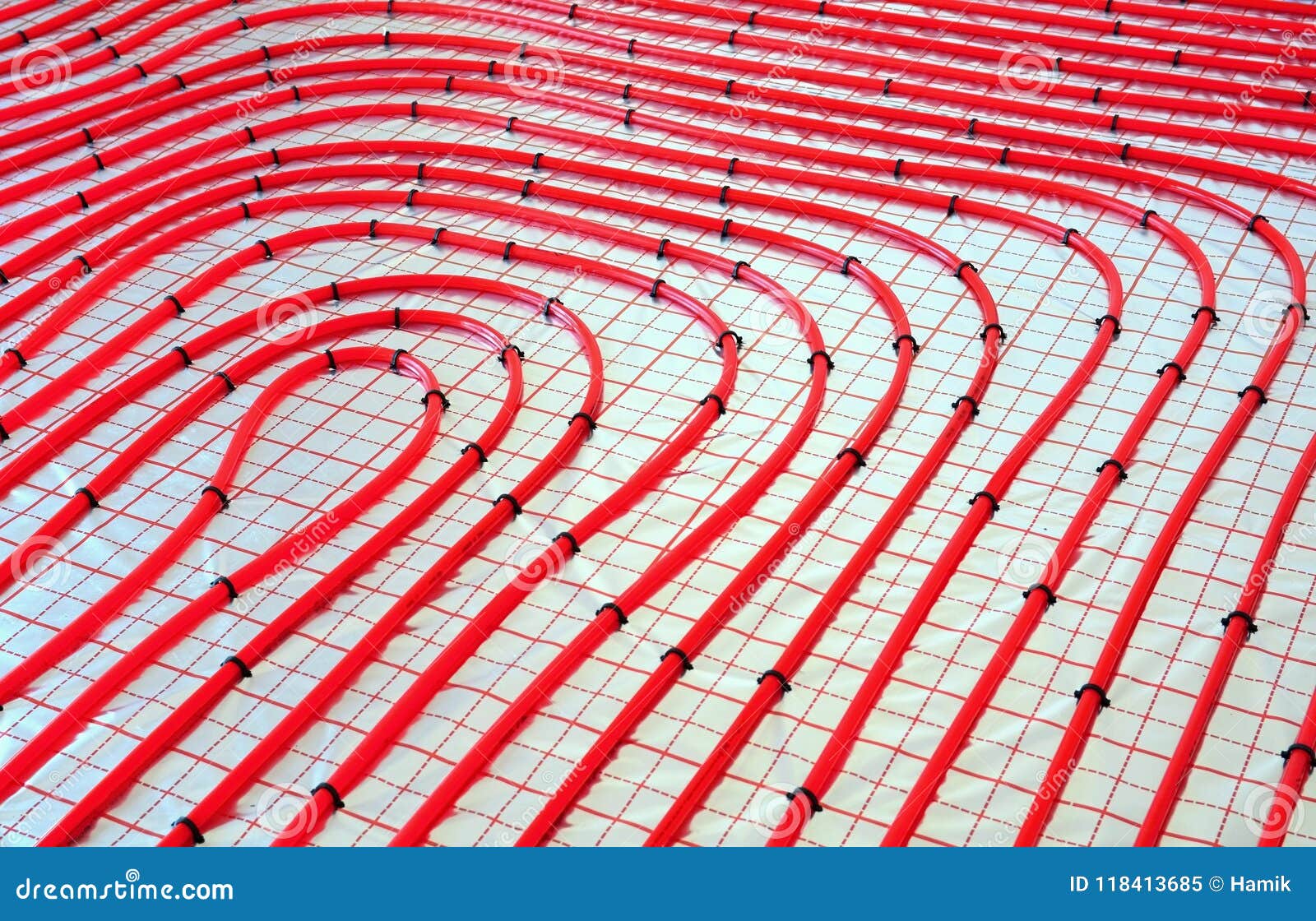 Water Underfloor Heating Pipes Stock Image - Image of room, water ...