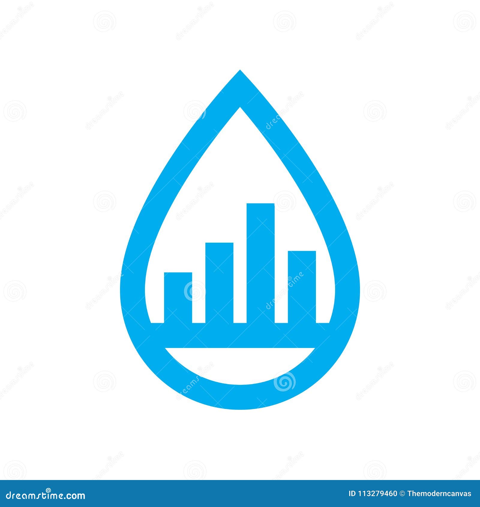 Water Use Consumption Icon. Blue Graph in Water Drop Symbol Stock ...