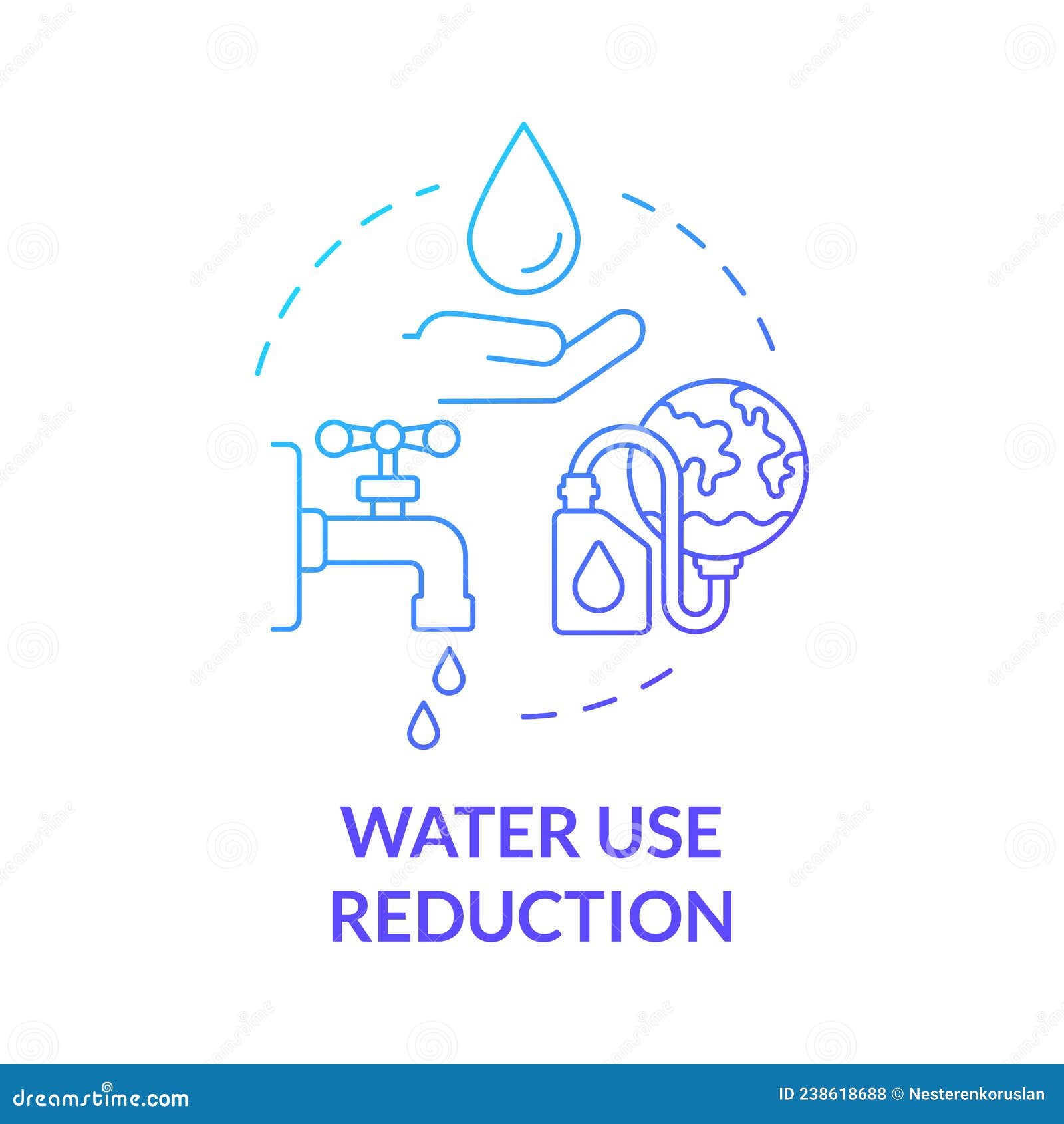 Water Use Reduction Blue Gradient Concept Icon Stock Vector ...