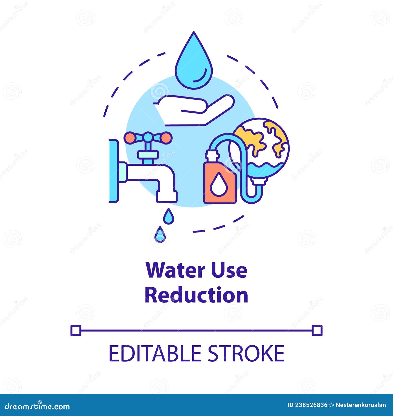 Water Use Reduction Concept Icon Stock Vector - Illustration of change ...