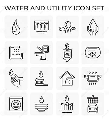 Water and utility icon stock vector. Illustration of closet - 100030676