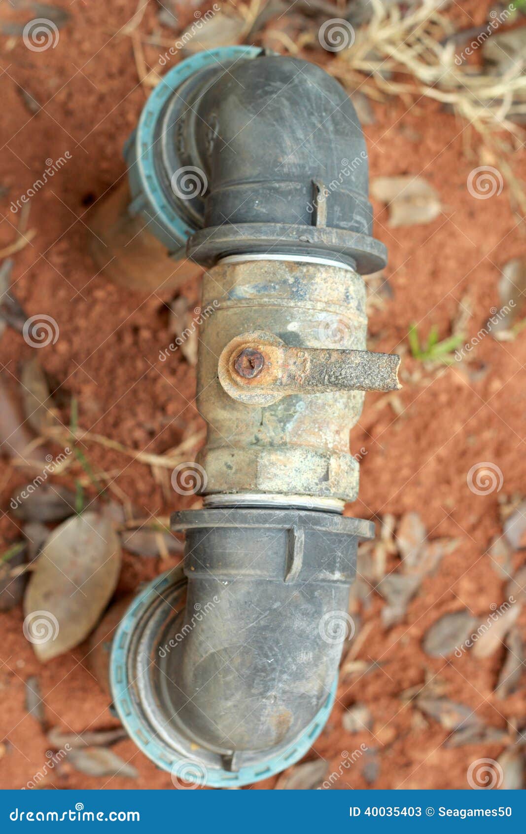 Water Valve on a Background Ground. Stock Image - Image of blue, pipe ...