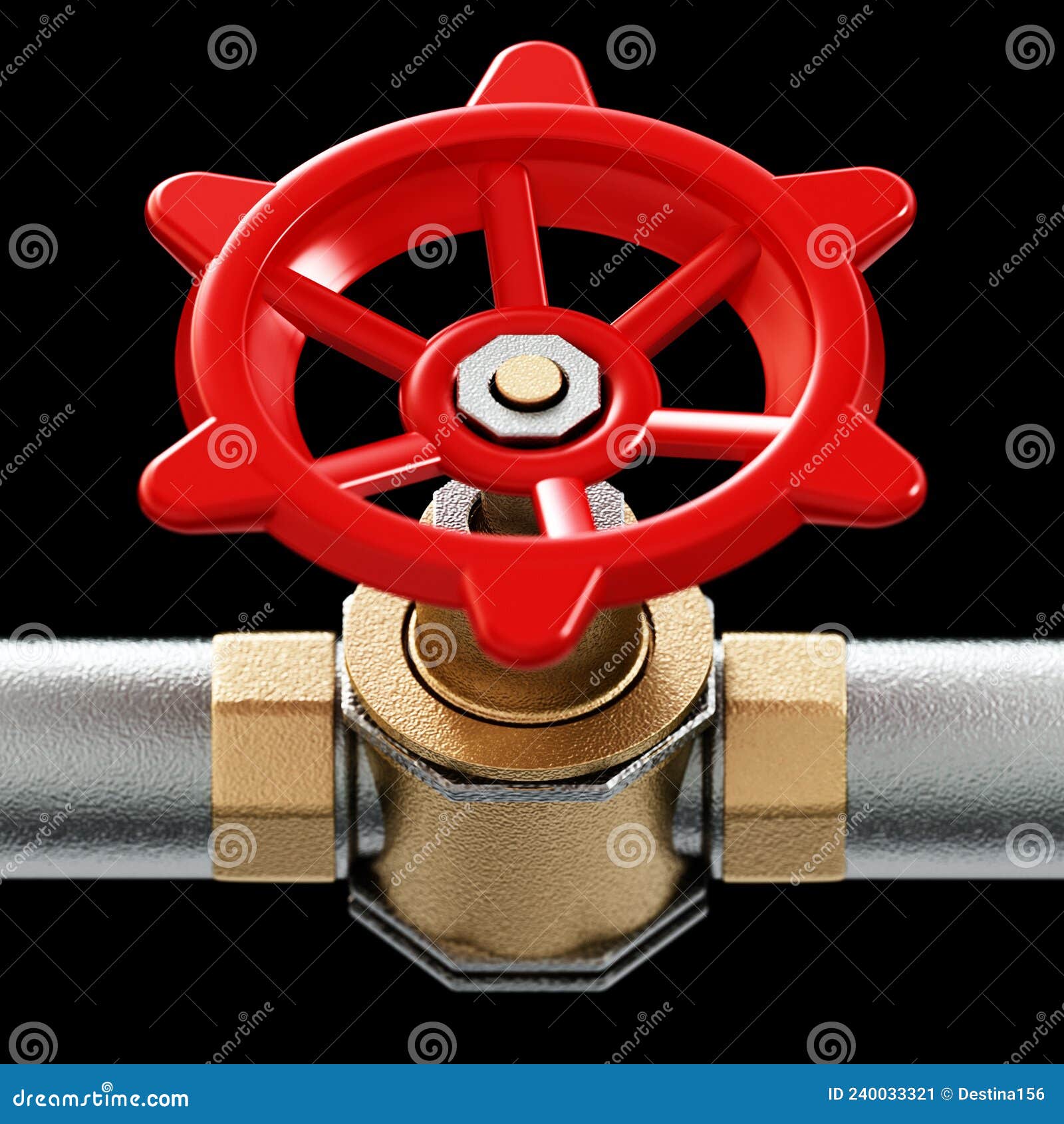 Water Valve Isolated on Black Background. 3D Illustration Stock ...