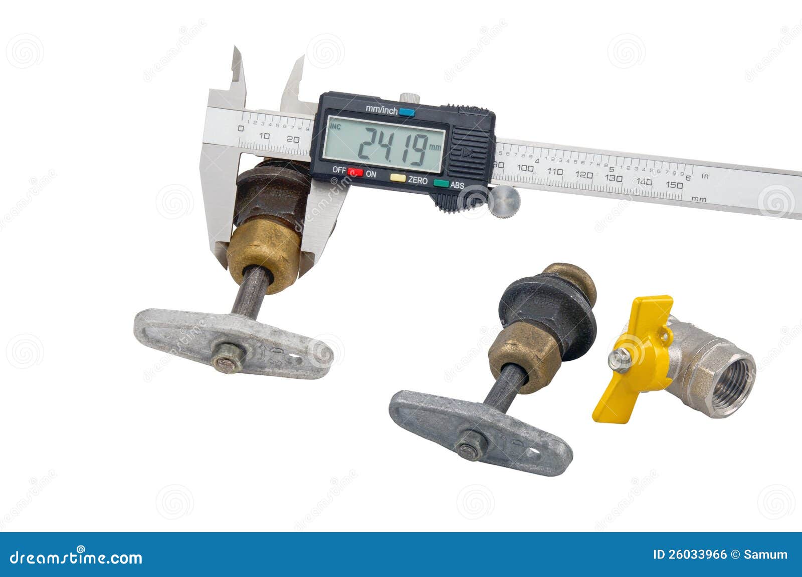 Water Valve Set and Vernier Caliper Stock Photo - Image of construction ...