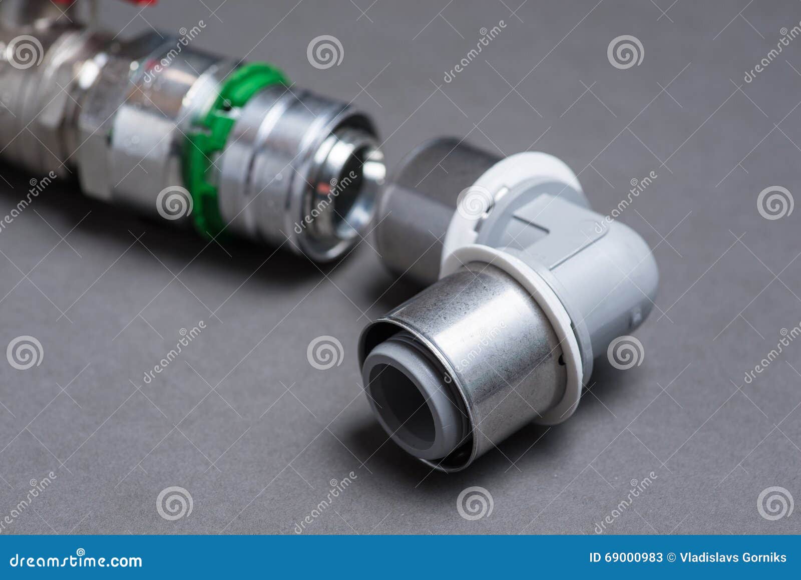 Water Valves with Fittings on Grey Stock Image - Image of pipeline ...