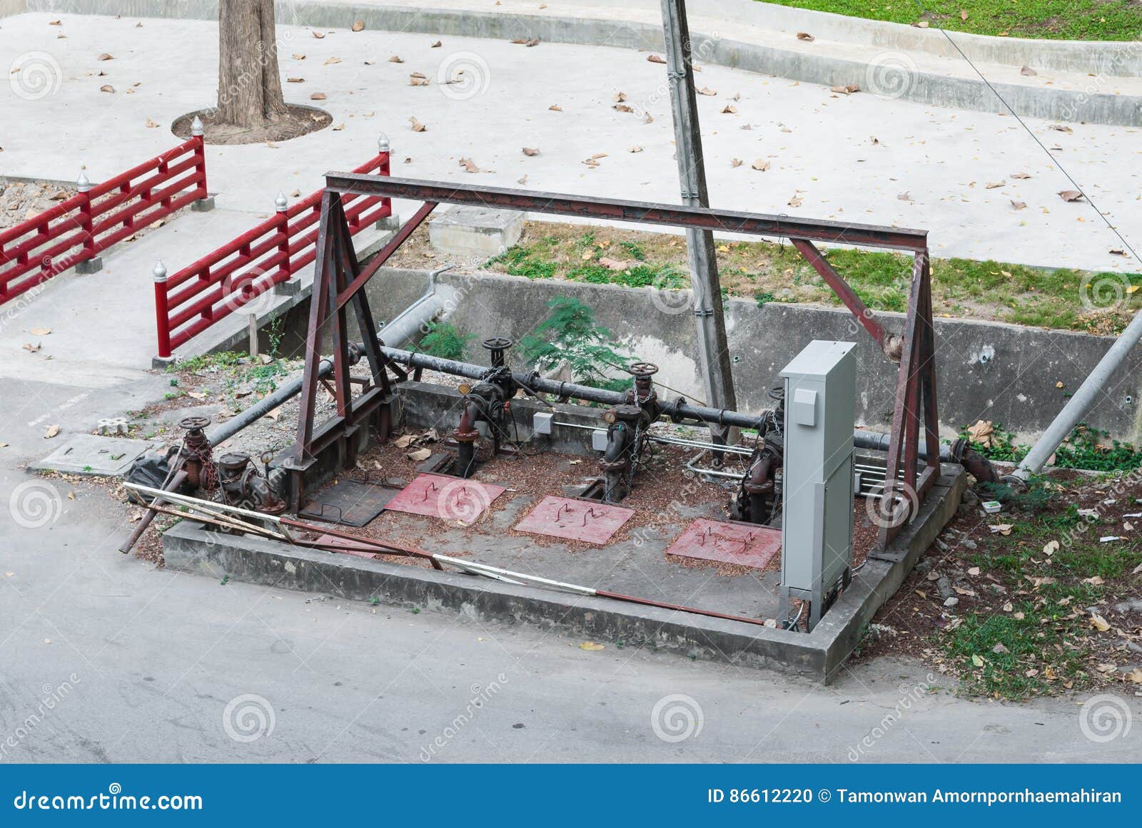 Water Valves Station with Metal Control Cabinet Stock Photo - Image of ...