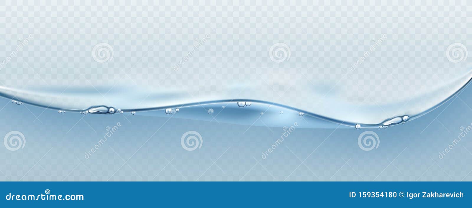 Water Vector Wave Transparent Surface with Bubbles of Air. Stock ...