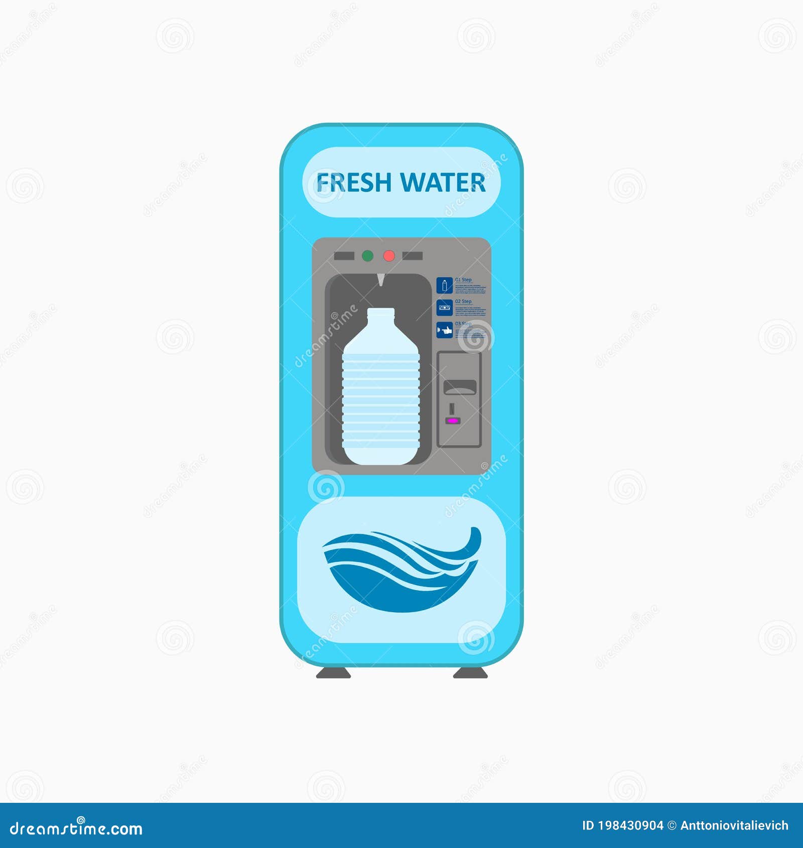 Water Vending Machine with Full Water Bottle. Drinking Water Machine ...