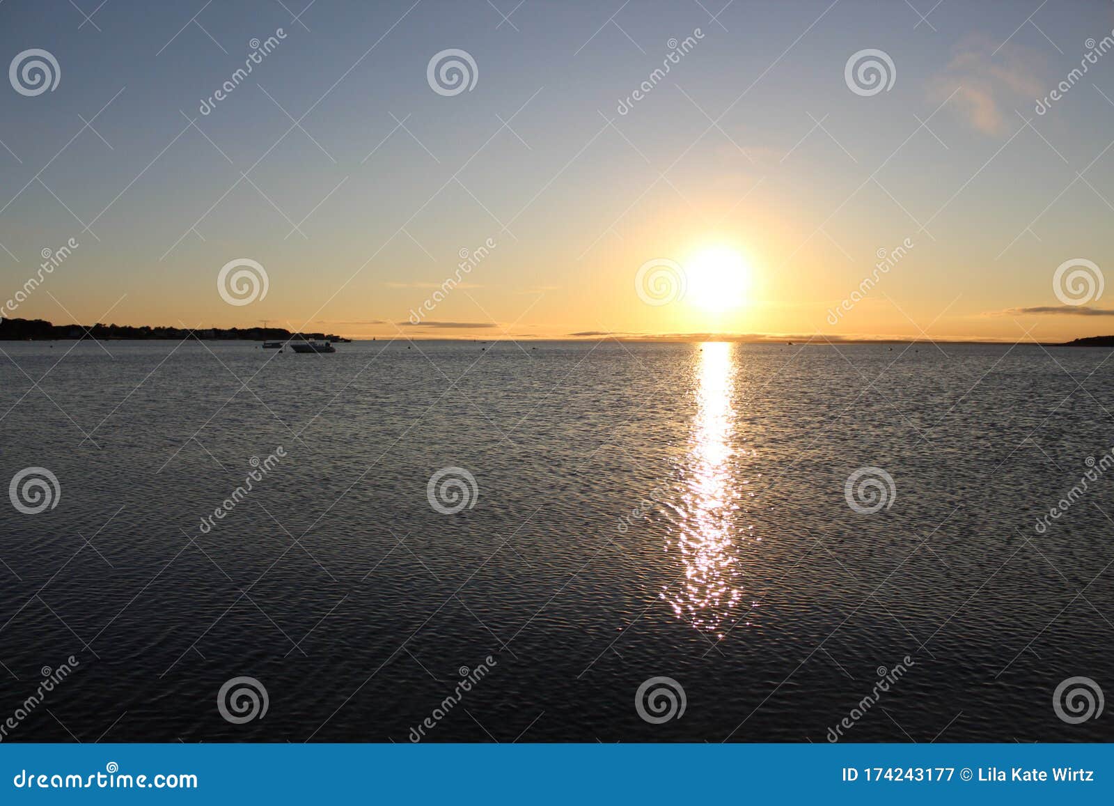 Sunset. Beach Water View on Cape Cod Beach Stock Image - Image of calm ...