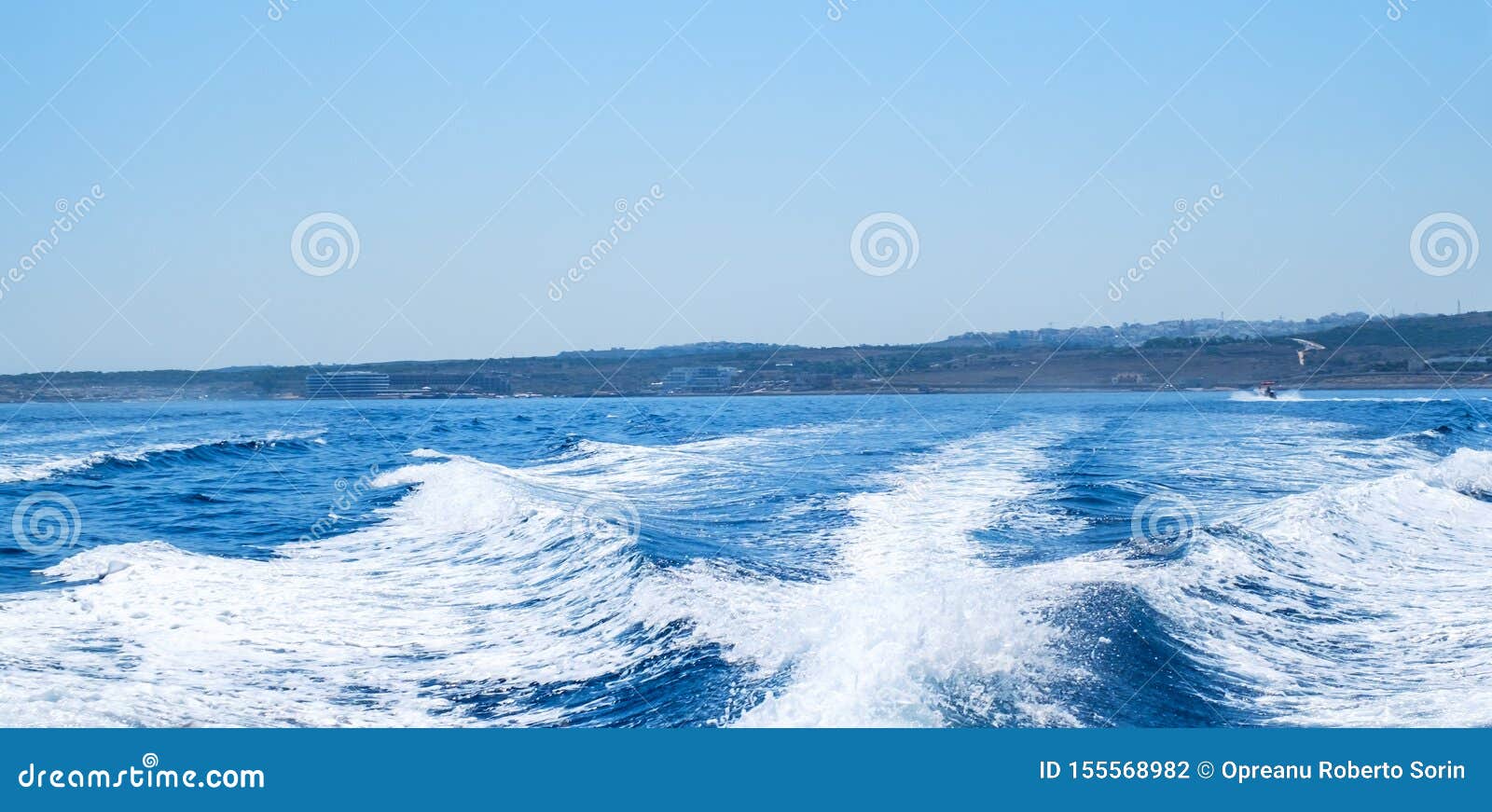Water Wake Behind Speed Boat Stock Photo - Image of mediterranean ...