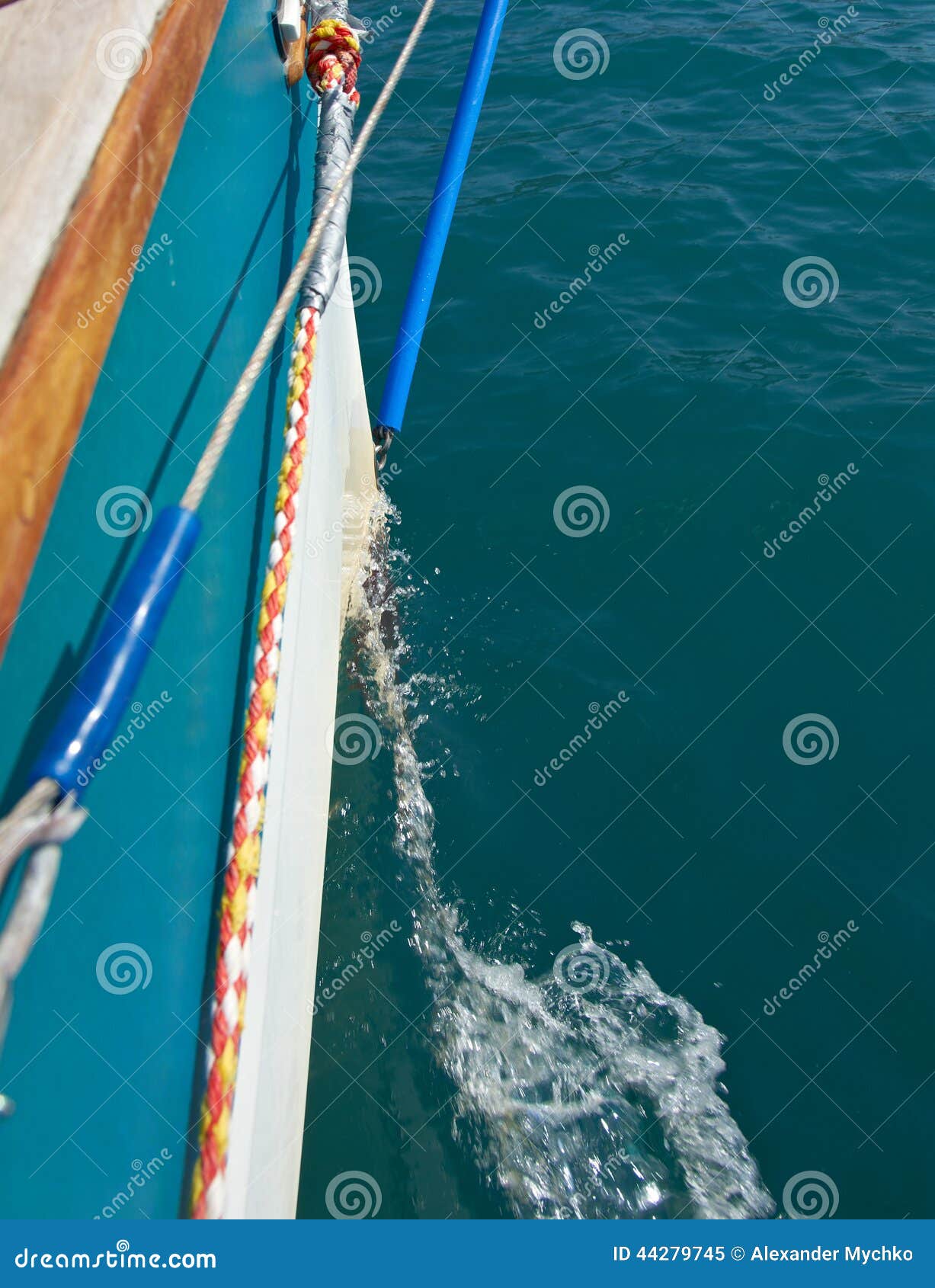 Water wake behind yacht stock image. Image of sail, aerial - 44279745
