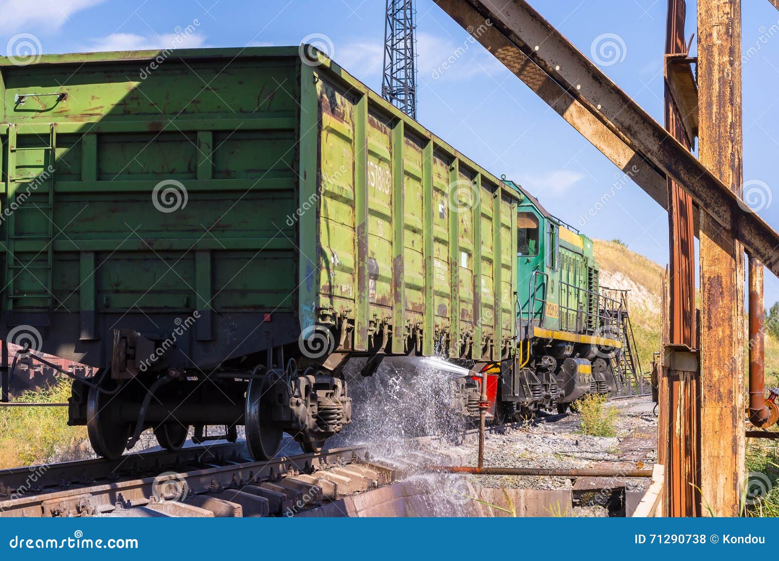 Water Washing of Railway Cars Stock Photo - Image of railroad, antique ...