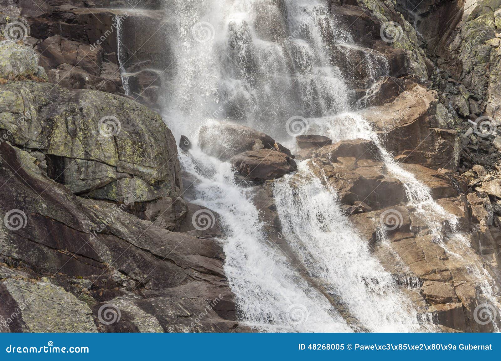Water Waterfall Crashing Down on a Boulder Stock Image - Image of ...
