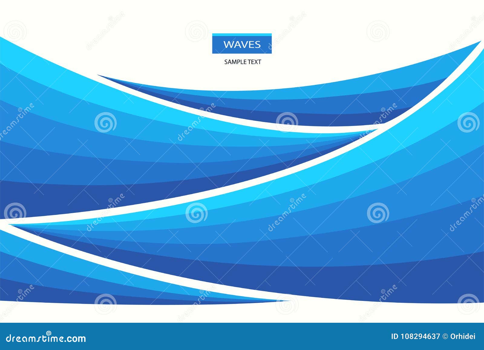 Water Wave Abstract Design. Marine Pattern with Stylized Blue Wa Stock ...