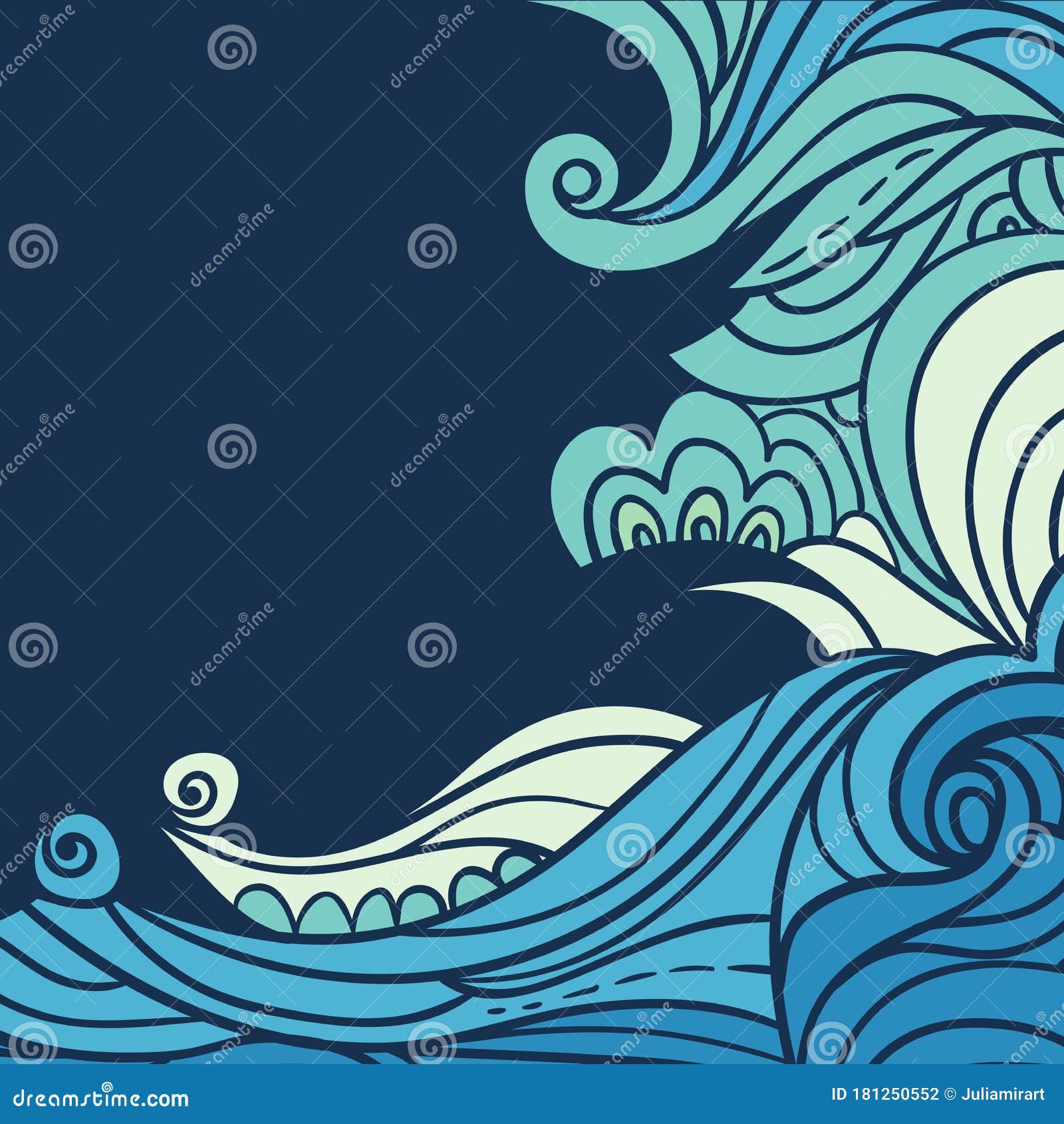 Ocean Waves Patterns-10 stock vector. Illustration of swirl - 181250552