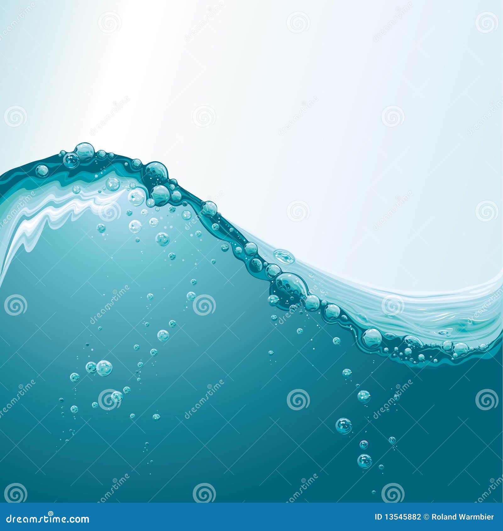 Water Wave with Bubbles stock vector. Illustration of realistic - 13545882
